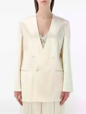 Alberta Ferretti Double-breasted Satin Blazer - Neutrals