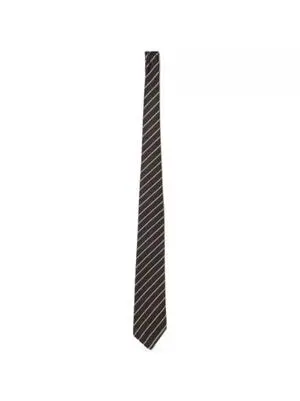 Emporio Armani Silk Stripe Pattern Tie - Brown