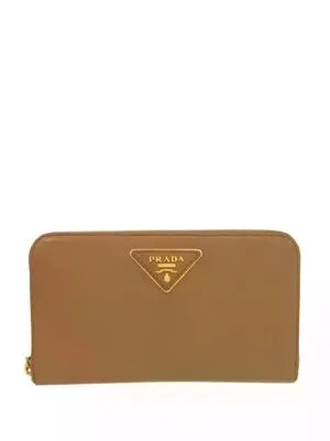 Prada 2013-2026 Leather Zip Around Wallet Long Wallets - Brown