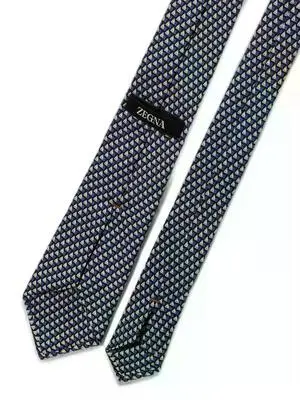 Zegna Geometric Print Silk Tie