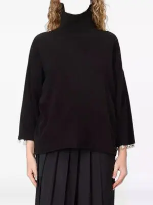 MEIMEIJ Pearl Embellished Roll Neck Sweater
