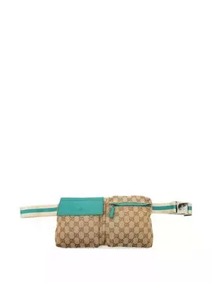 Gucci Gg Canvas Web Double Pocket Belt Bag - Blue