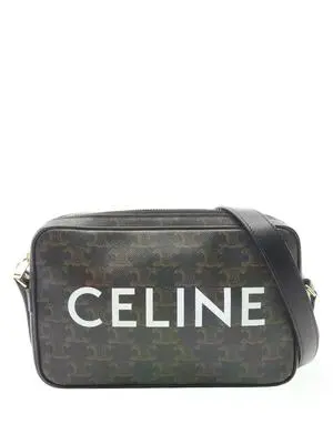 Celine Medium Triomphe Coated Canvas Bag - Black