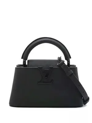 LOUIS VUITTON Taurillon Mini Capucines East West Satchel - Black