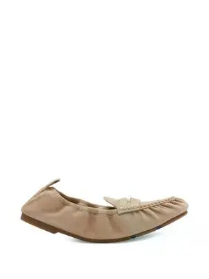 Burberry Suede Gathered Loafers With Check Plaque