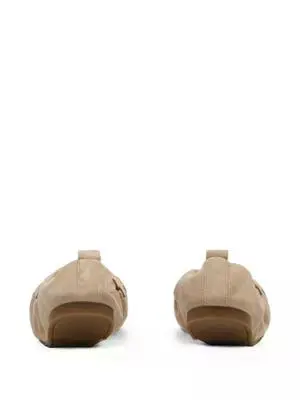 Burberry Suede Gathered Loafers With Check Plaque