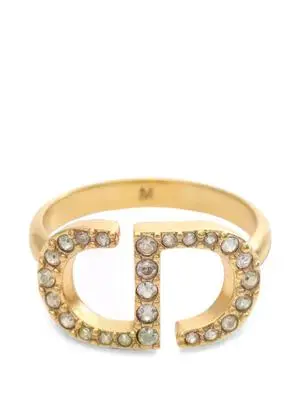 Dior Petit Cd Rhinestone Ring - Gold