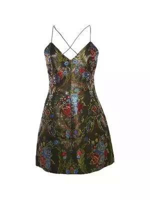 Alice + Olivia Floral-jacquard Strappy Mini Dress - Black