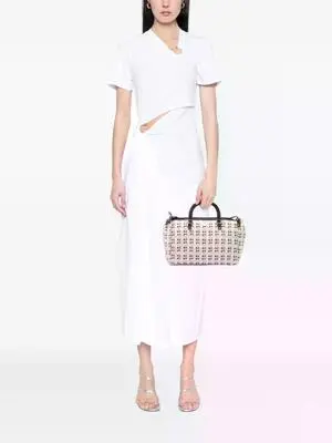 Prada Canvas Bow Cloquet Handle Bag