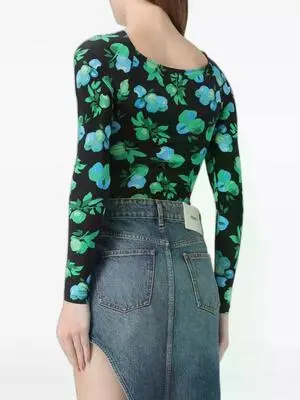 Coperni Floral Print Cut-out Bodysuit