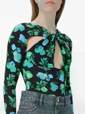 Coperni Floral Print Cut-out Bodysuit