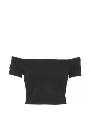 Alice + Olivia Off-shoulder Jersey Cropped Top - Black