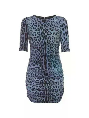 Dolce & Gabbana Ruched Animal Print Mini Dress