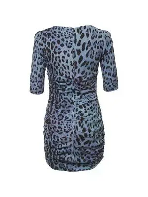 Dolce & Gabbana Ruched Animal Print Mini Dress