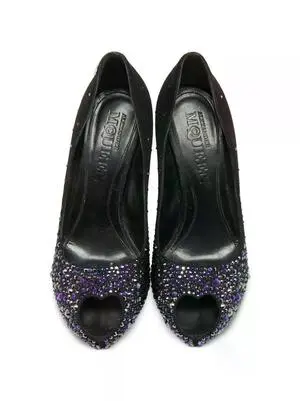 Alexander McQueen Crystal Embellished Peep-toe Pumps