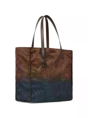 Etro Unfold Me Nylon Tote Bag With Degradé Arnica Motif - Brown