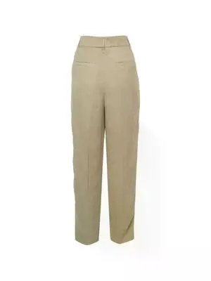 Brunello Cucinelli Beige Twill Pleated Straight-fit Trousers