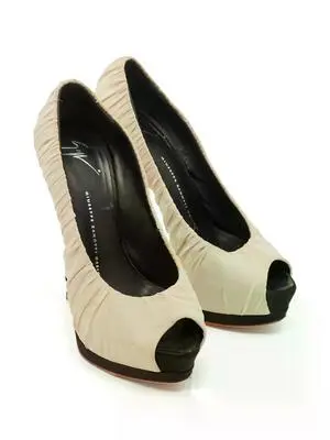 GIANVITO ROSSI Ruched Peep-toe Pumps