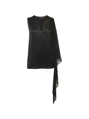 Max Mara Draped Satin Top - Black