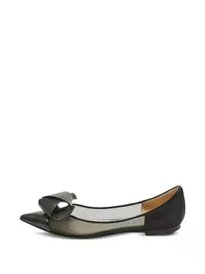 JIMMY CHOO Embossed Bow Ballet Flats - Black