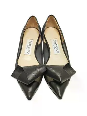 JIMMY CHOO Embossed Bow Ballet Flats