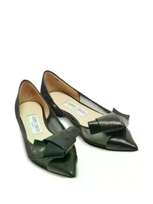 JIMMY CHOO Embossed Bow Ballet Flats