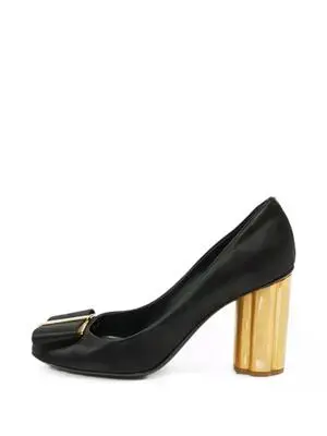 FERRAGAMO Satin Block Heel Pumps