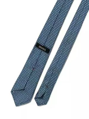 Zegna Geometric Print Silk Tie