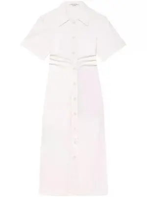 Another Tomorrow Bias-cut Chambray Shirt Dress