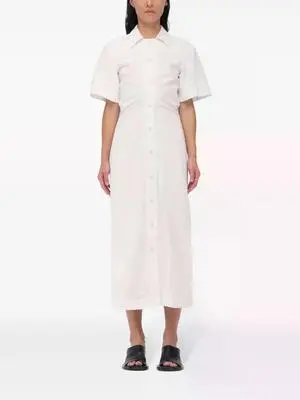 Another Tomorrow Bias-cut Chambray Shirt Dress