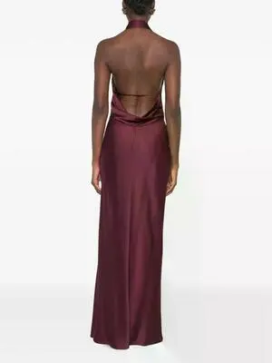Simkhai Burgundy Cowl Neck Halterneck Maxi Dress