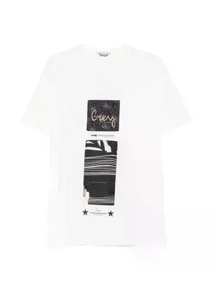 DANIELE ALESSANDRINI Graphic-print Patch-detail T-shirt - White