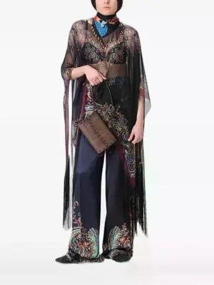 Etro Paisley-print Fringed Poncho - Black
