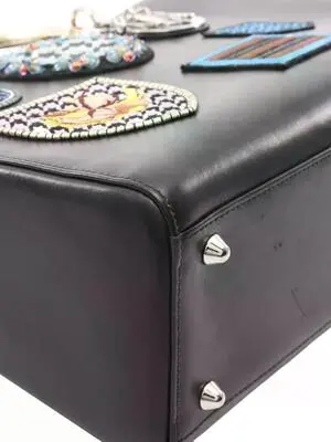 Dior Large Calfskin Patch Embellished Lady Satchel - Black
