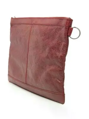 Balenciaga Lambskin Motocross Classic Clip M Clutch Bag - Red