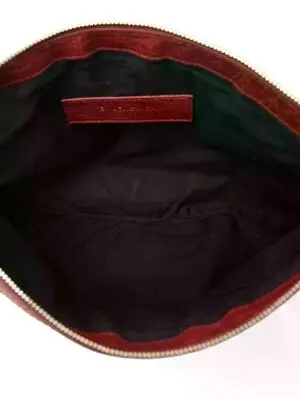 Balenciaga Lambskin Motocross Classic Clip M Clutch Bag - Red