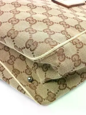 Gucci Gg Canvas Leather Trimmed Tote Bag