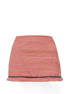 Emporio Armani Striped Jersey Mini Skirt - Red