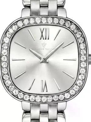 CHRISTIAN VAN SANT Rivoli Cushion-shaped Watch With Crystal Embellished Bezel - Silver
