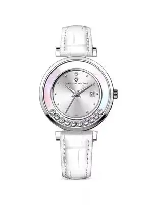 CHRISTIAN VAN SANT Bria 40mm Watch With Mother-of-pearl Dial And Crystal Embellishments - Silver