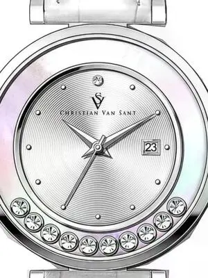 CHRISTIAN VAN SANT Bria 40mm Watch With Mother-of-pearl Dial And Crystal Embellishments - Silver