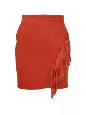 Maje Fringed Wrap-style Mini Skirt - Orange