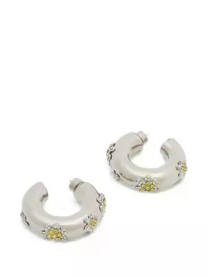Marni Rhinestone Daisy Hoop Earrings