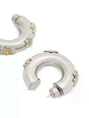 Marni Rhinestone Daisy Hoop Earrings