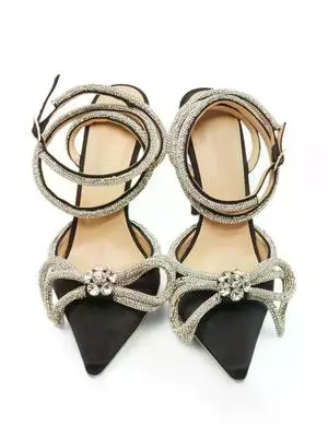 Mach & Mach Double Bow Crystal-embellished Pumps - Black