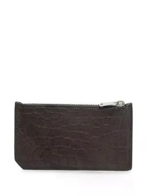 Saint Laurent Croc-embossed Leather Card Holder