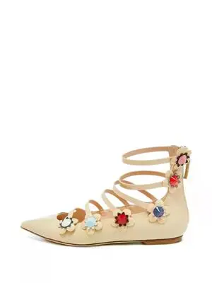 Fendi Flowerland Strappy Ballet Flats - Neutrals