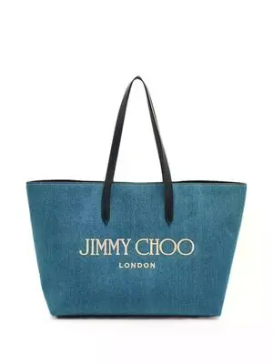 JIMMY CHOO Logo-detail Leather Tote Bag - Blue