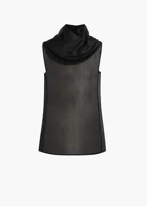 Khaite Zelda Silk Organza High Neck Top