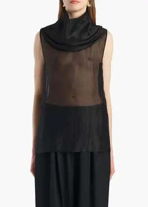 Khaite Zelda Silk Organza High Neck Top